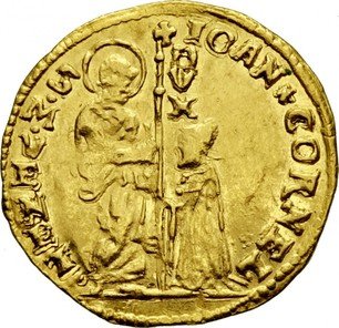 Italian Gold Zecchino "Christ in Beaded Ellipse. Giovanni Corner II ...