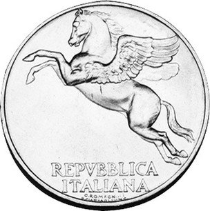 10 liras italianas "Rama de olivo. Pegaso" 1946-1950 KM# 90 ...