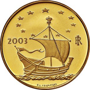 Italian Gold 20 Euro "Europa delle Arti Italia" 2003 KM# 263 ...