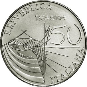 Italian Silver 5 Euro "50th Anniversary of RAI" 2004 KM# 254 ...