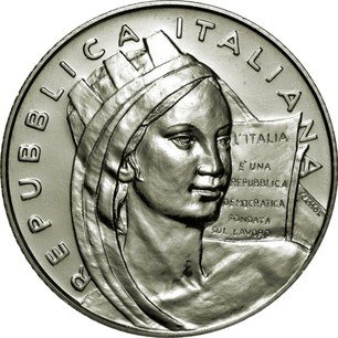 Italian Silver 5 Euro "60th anniversary of the Constitution" 2008 KM ...