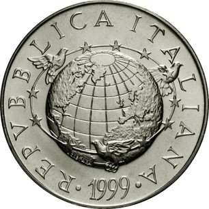 Italian Silver 5000 Lira "The Solidarity and the Earth" 1999 KM# 198 ...