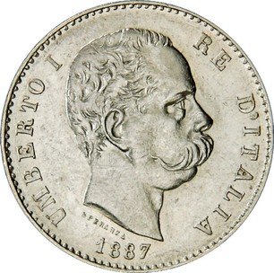Lira de Plata Italiana "Umberto I" 1887 KM# 24.2 | coinscatalog.NET