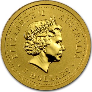 1/20 Oz de Oro Australiano 5 Dólares "Cabra Lunar" 2003 KM# 1887 ...