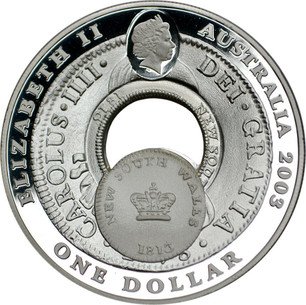 Un dólar de plata australiano "Holey Dollar and Dump" 2003 KM# 822 ...