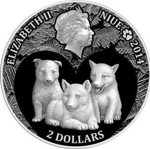 Niuean Silver plated Copper-Nickel 2 Dollars "West Siberian Laika" 2014 ...