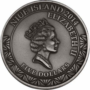 Niuean 5 Oz Silver FiVE Dollars "Klaus Störtebeker" 2014 | coinscatalog.NET