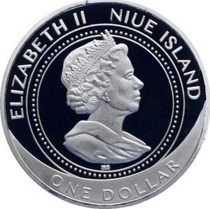 Ниуэанский медно-никелевый доллар с серебряным покрытием "Красная панда ...