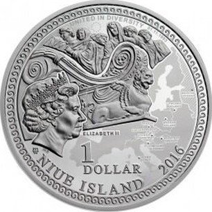 Niuean Silver 1 Dollar "Amber Road. Kaliningrad" 2016 | coinscatalog.NET