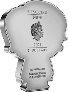 Niuean 1 Oz Silver 2 Dollars "Newt Scamander" 2021 | coinscatalog.NET