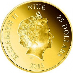 Niuean 1/4 Oz Gold 25 Dollars "Year of the Goat" 2015 | coinscatalog.NET