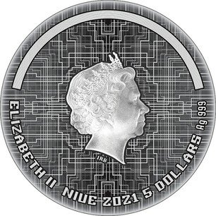 Niuean Silver 5 Dollars "Cyberpunk" 2021 | coinscatalog.NET
