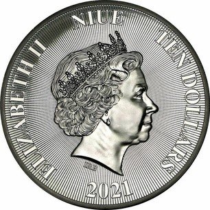 Niuean 5 Oz Silver Ten Dollars "The Roaring Lion - Iron Power Edition ...