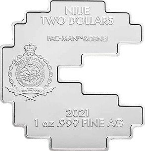 Niuean 1 Oz Silver Two Dollars "PAC-MAN" 2021 | coinscatalog.NET