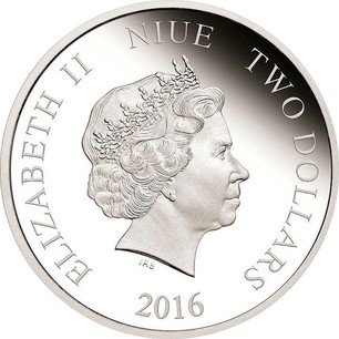 Ниуэанские серебряные два доллара "Помпеи" 1 унция 2016 | coinscatalog.NET