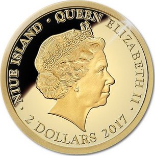 Niuean Gold 2 Dollars "John F. Kennedy" 2017 | coinscatalog.NET