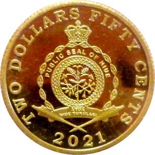 Niuean Gold Two Dollars Fifty Cents "Colosseum" 2021 | coinscatalog.NET