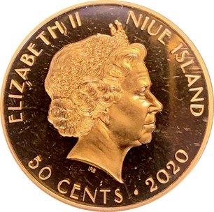 Niuean Gold plated Copper-Nickel 50 Cents "75 Years Peace and Liberty ...