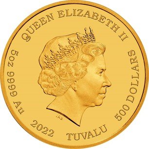 Tuvaluan 5 Oz Gold 500 Dollars "James Bond" 2022 | coinscatalog.NET