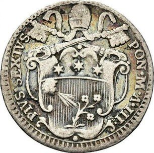 Italian Silver Carlino "Pius Sixth" 1777 | coinscatalog.NET