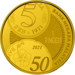 1 ringgit malasio "50 aniversario de Kilang Wang Bank Negara" 2022 ...