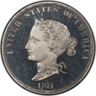 USA 10 Dollars "Token with Rope Pattern" 1874 | coinscatalog.NET