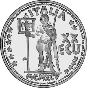 Italian Silver 20 ECU "Caligula" 1995 X# 51 | coinscatalog.NET