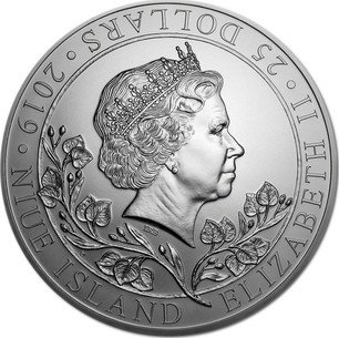 Niuean 10 Oz Silver 25 Dollars "A two-tailed czech Lion - Queen ...