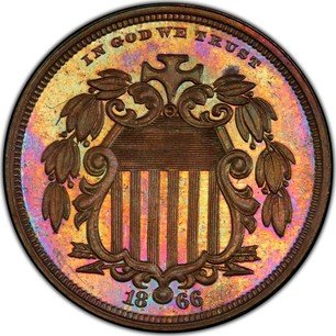 USA 5 Cents "Shield Nickel With Rays Pattern" 1866 | coinscatalog.NET