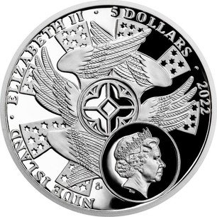 Niuean Silver 5 Dollars "Archangel Raphael" 2022 | coinscatalog.NET