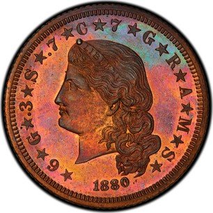 USA Four Dollars "Stella Coin Pattern. Copper" 1880 | coinscatalog.NET
