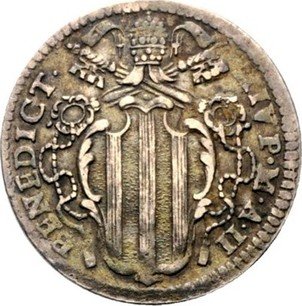 Italian Silver 1 Grosso "Benedict XIV" 1742-1743 KM# 944a ...