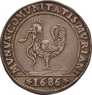 Italian Silver 1 Osella "Cock" 1686 X# 14 | coinscatalog.NET