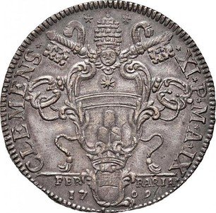 Italian Silver 1 Piastra "Clement XI" 1709 | coinscatalog.NET