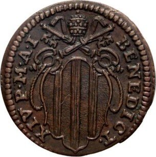 Italian 1 Quattrino "Benedict XIV Value on reverse" 1740-1742 ...