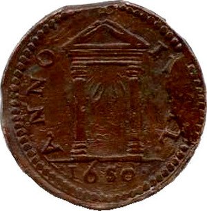 Italian 1 Quattrino "Innocent X Jubilee" 1650 | coinscatalog.NET