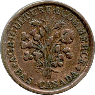 Canadian 1 Sou "Montreal. 16 Cherry Leaves 5 Shamrocks" 1836-1838 ...