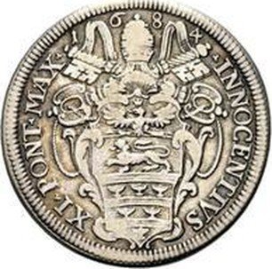 Italian Silver 1 Testone "Innocent XI. Cartouche Type 9" 1684 ...