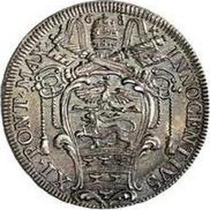 Italian Silver 1 Testone "Innocent XI. Date at Top" 1684 | coinscatalog.NET
