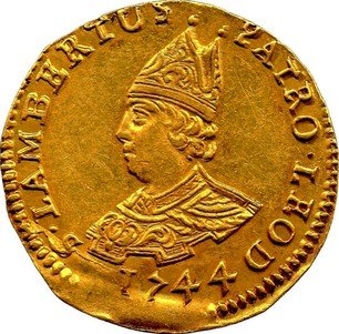 Belgian Gold Ducat "St. Lambert" 1744 KM# 149 | coinscatalog.NET