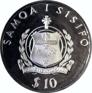 Samoan Silver 10 Tala "Tanumafili II Endangered Wildlife" 1992 KM# 98 ...