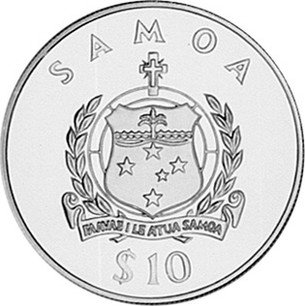 Samoan Silver 10 Tala "Tanumafili II Presentation of Shamrock" 1998 KM ...