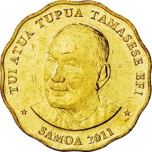 Samoan Two Tala "Tui Atua Tupua Tamasese Efi" 2011-2015 KM# 178 ...