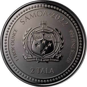 Samoan 1 Oz Silver 2 Tala "Light of Christ. Black Rhodium" 2022 ...