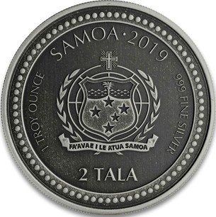 Samoan 1 Oz Silver 2 Tala "Seahorse. Antiqued" 2019 | coinscatalog.NET