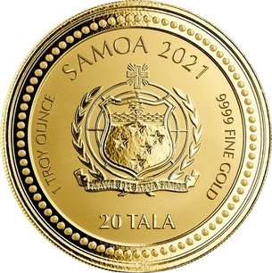 Moneda Samoana 1 Oz Oro 20 Tala "Alpha & Omega" 2021 | coinscatalog.NET