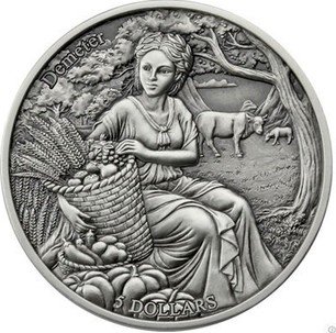 Samoan 2 Oz Silver 5 Dollars "Demeter & Virgo" 2021 | coinscatalog.NET