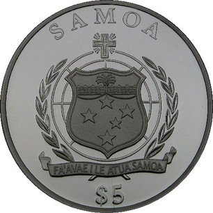 Samoan Silver 5 Tala "Copa Mundial de la FIFA Brasil 2014" 2013 KM# 245 ...