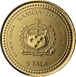 Samoan 1/5 Oz Gold 5 Tala "Light of Christ" 2022 | coinscatalog.NET