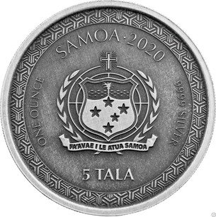 Samoan 1 Oz Silver 5 Tala "Momotaro Subdues the Demon. Antique" 2020 ...